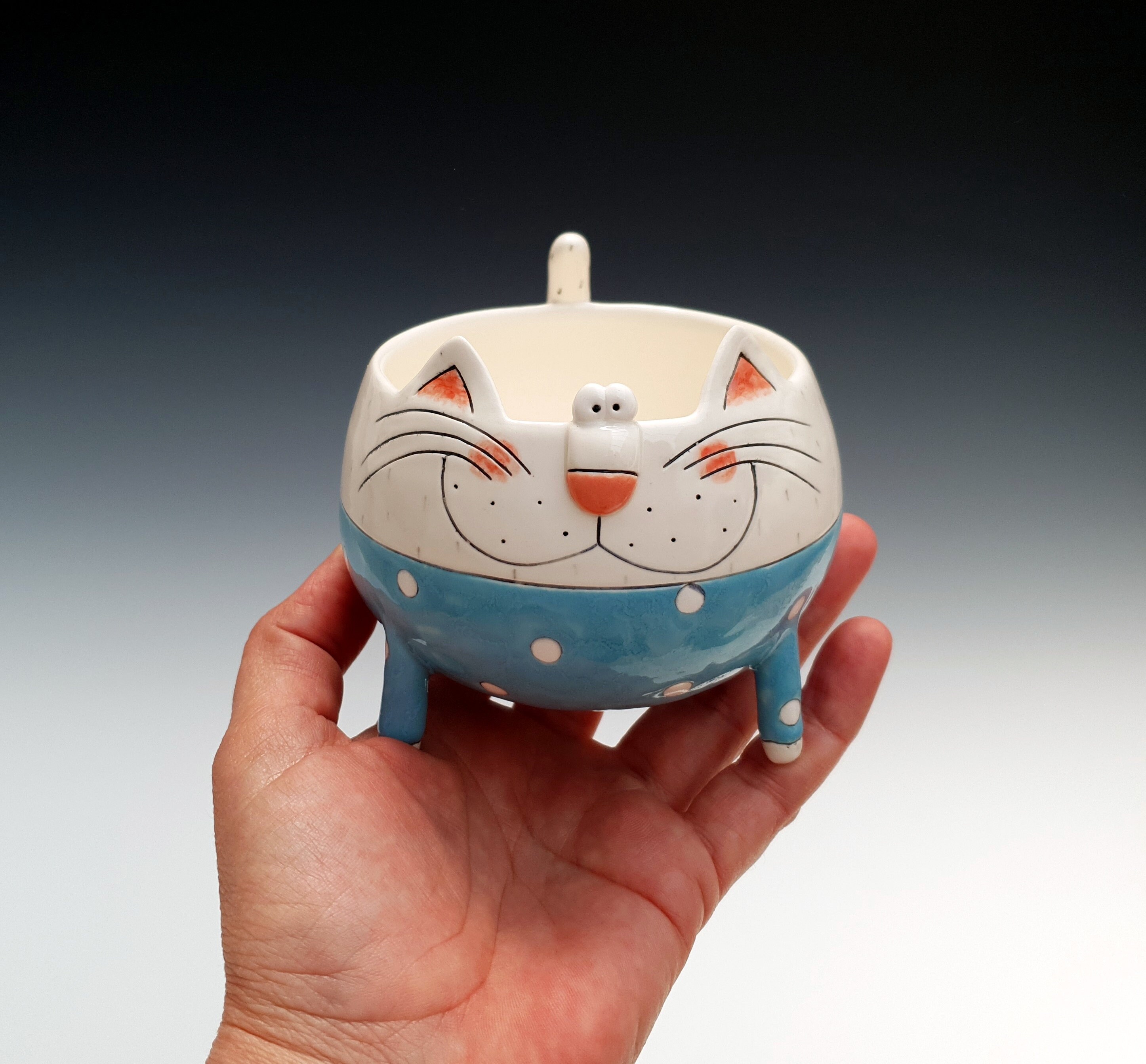 Ceramic Chubby Cat Planter. Handmade Cat Flower Pot for - Etsy