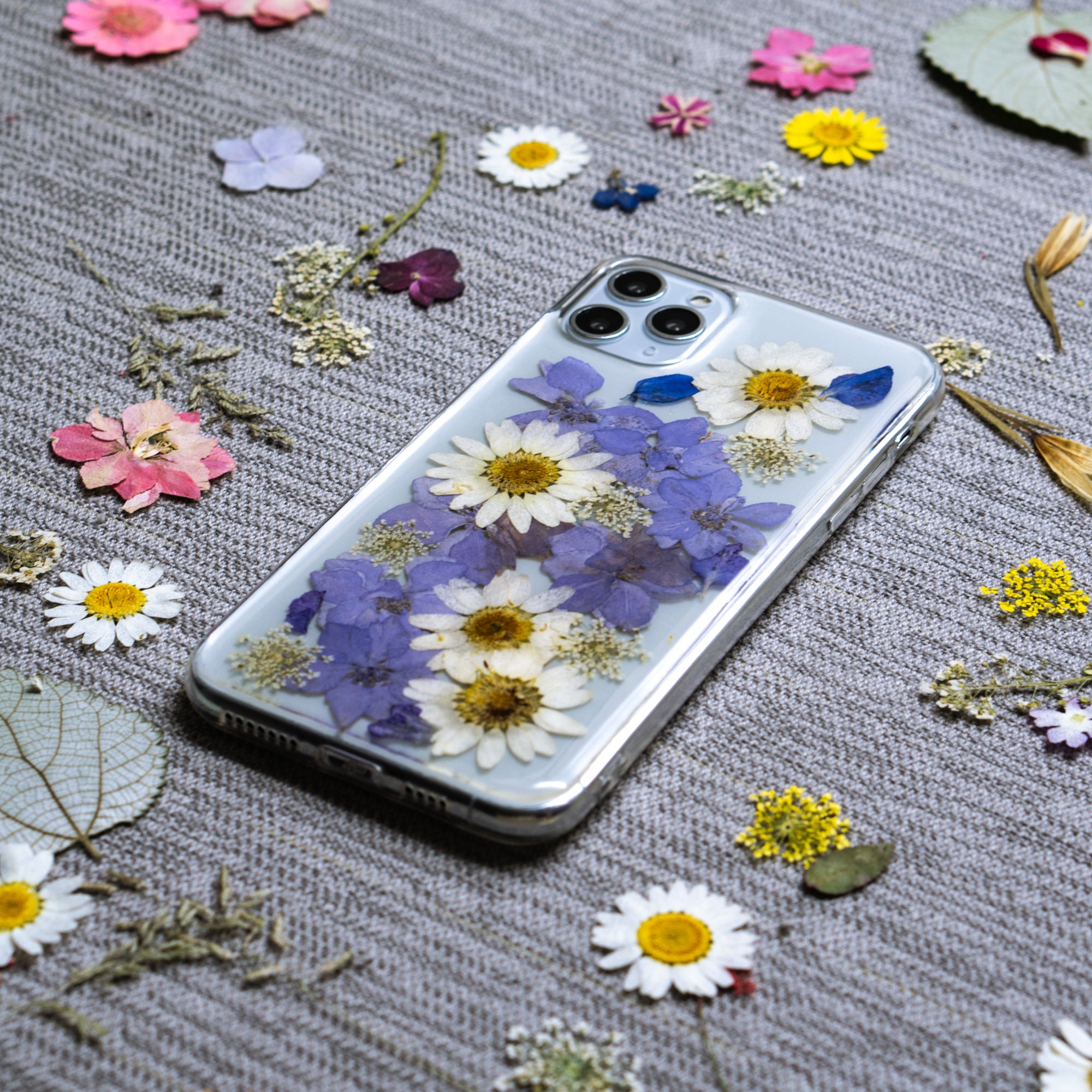 New iPhone 12 Case Handmade Real Pressed Dried Flower Purple - Etsy