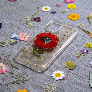 Handmade Pressed Real Red Dried Flower & Gold Glitter iPhone Case ...