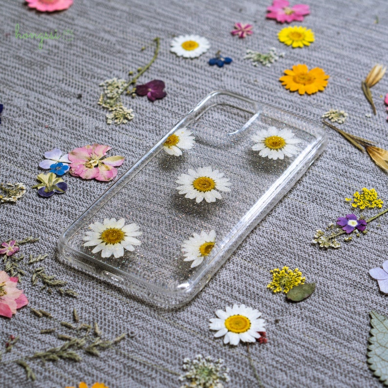 New iPhone 12 Case Handmade Real Pressed Lovely White Dried Flower ...