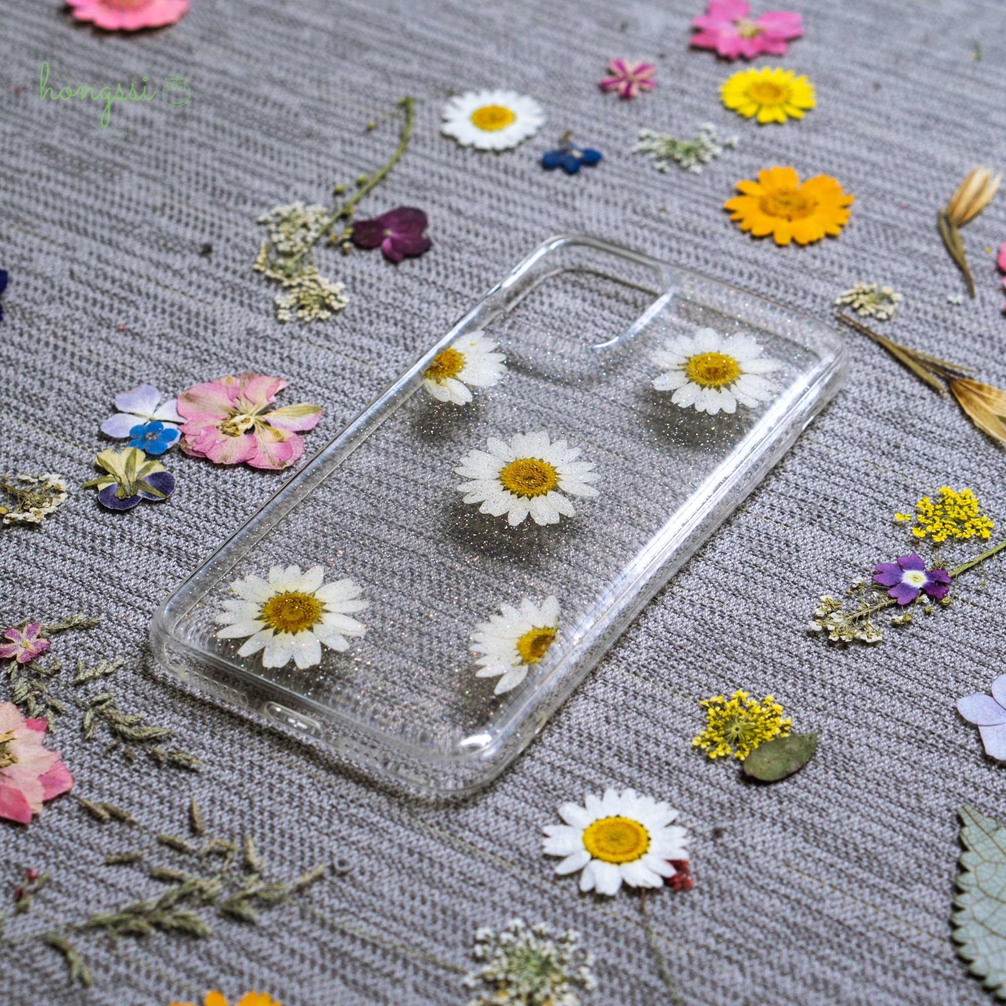 New iPhone 12 Case Handmade Real Pressed Lovely White Dried Flower ...
