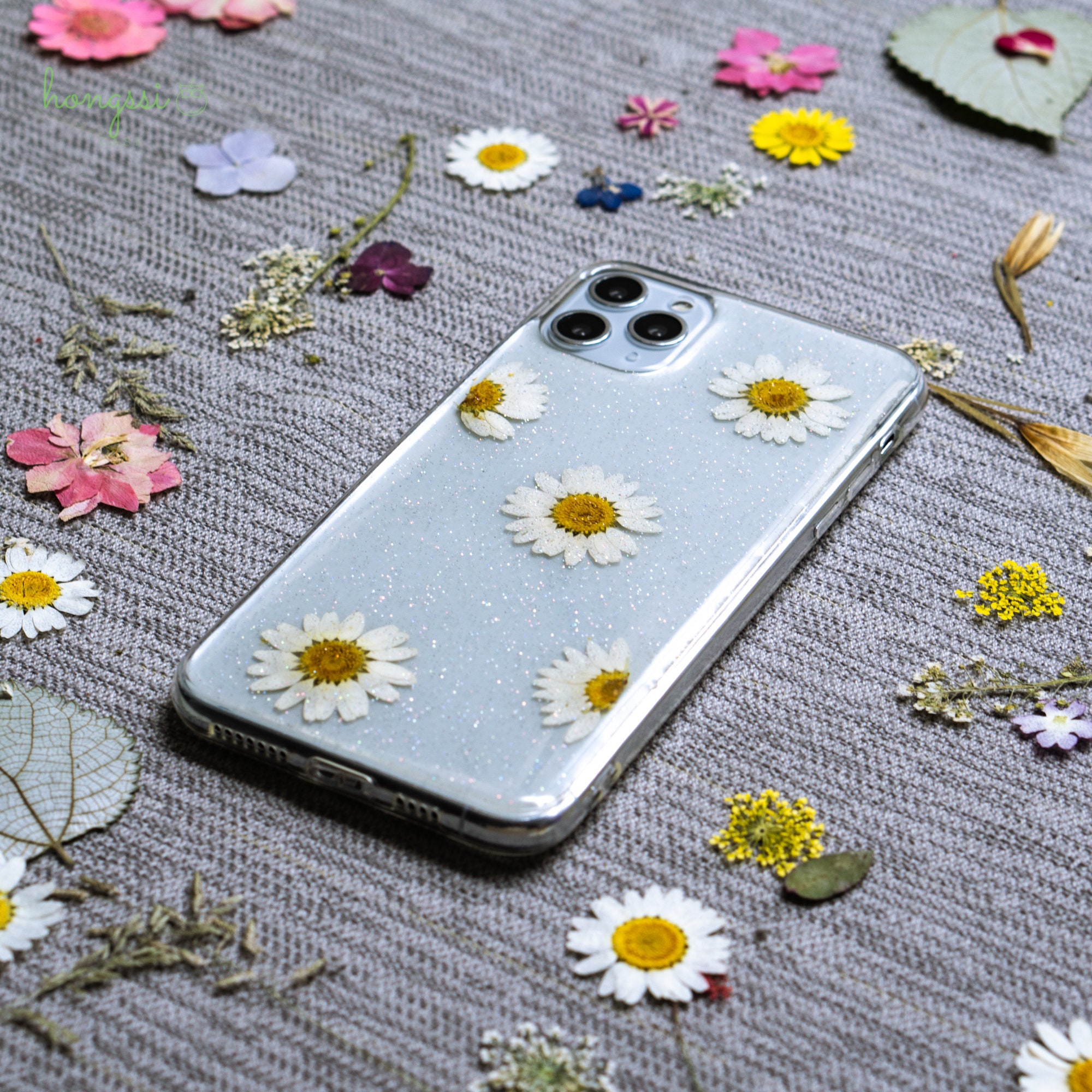New iPhone 12 Case Handmade Real Pressed Lovely White Dried Flower ...