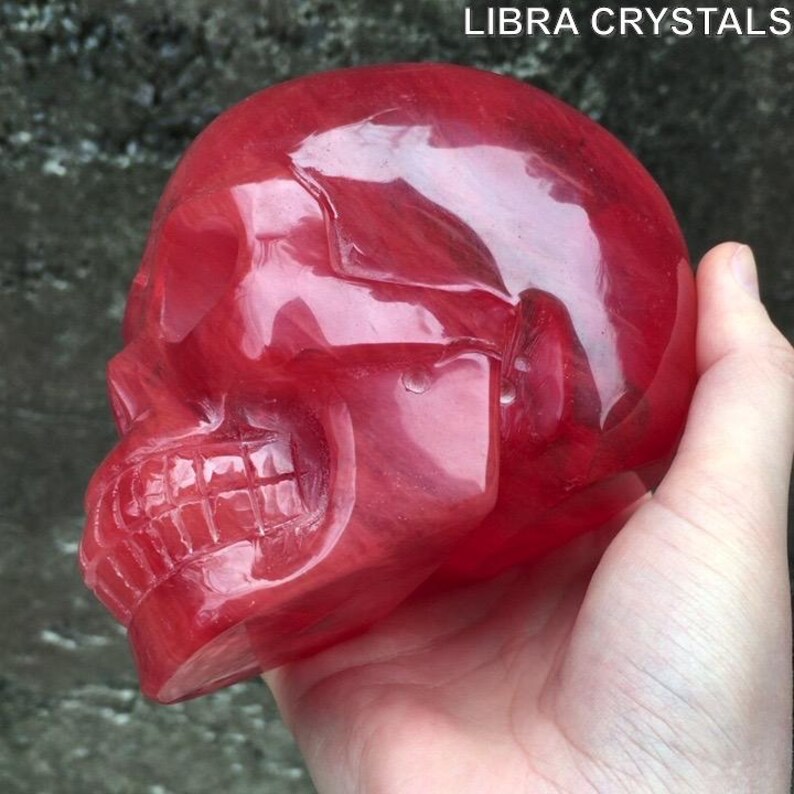 Vibrant Red Cherry Quartz Crystal Skull 4.5in - Etsy
