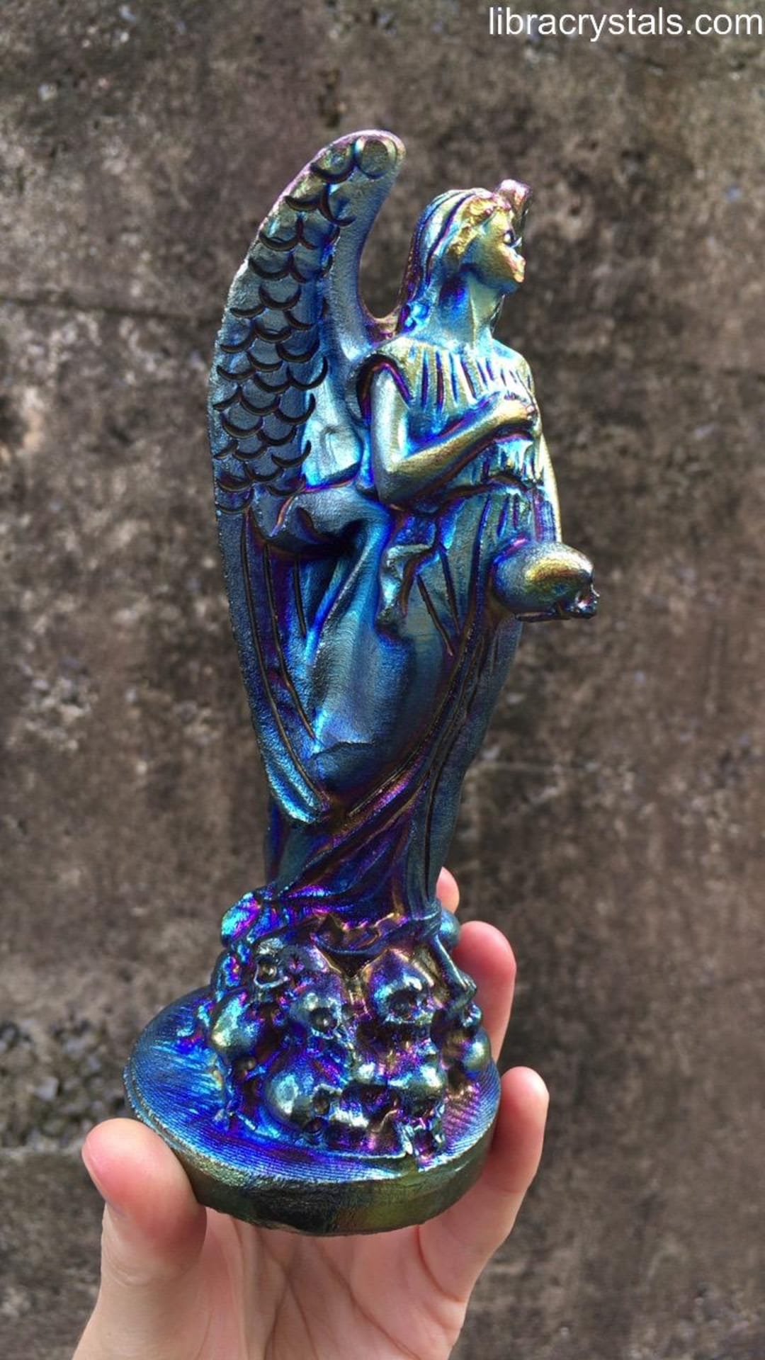 Archangel Azrael Iridescent Titanium Aura Crystal Statue Angel Figurine ...