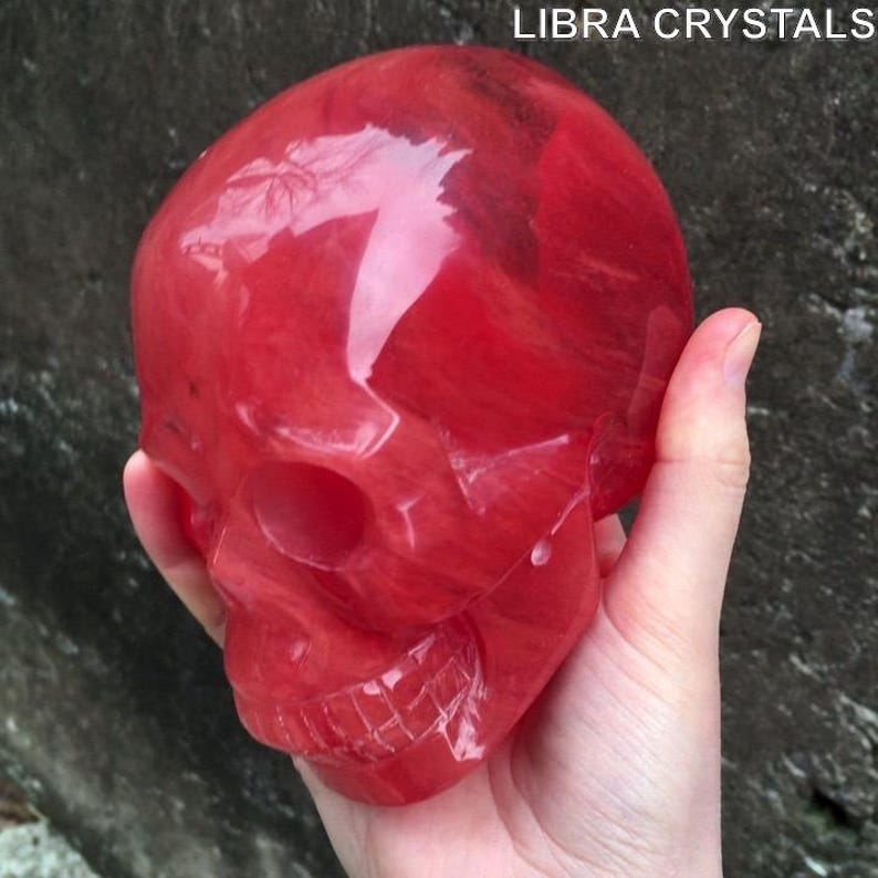 Vibrant Red Cherry Quartz Crystal Skull 4.5in - Etsy