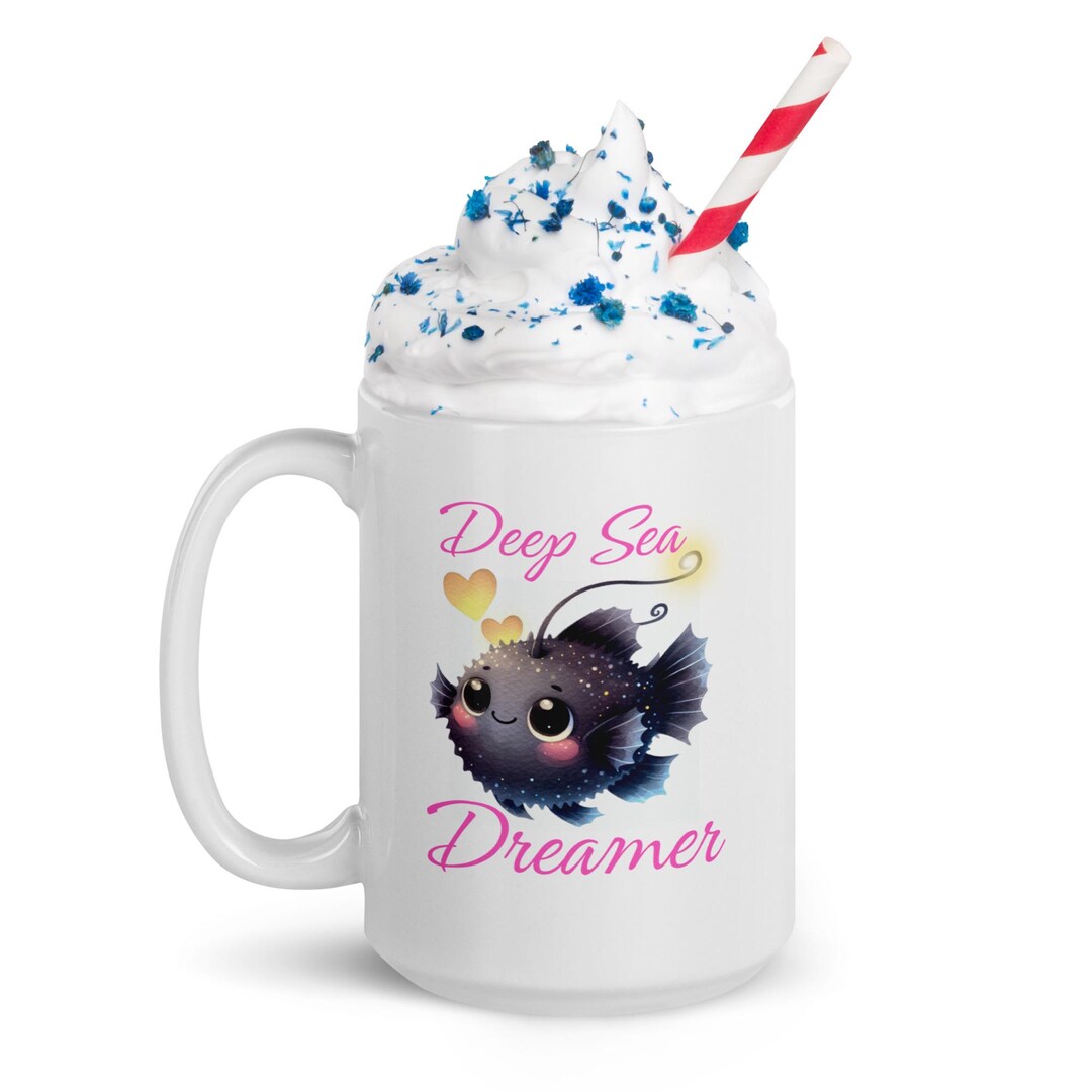 Deep Sea Dreamer Anglerfish Mug – Cute Ocean Coffee Cup for Marine Life ...