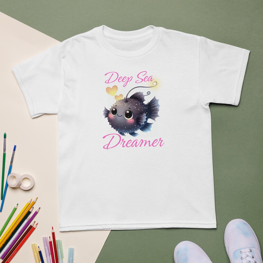 Deep Sea Dreamer - Cute Anglerfish Kids Tee - Etsy