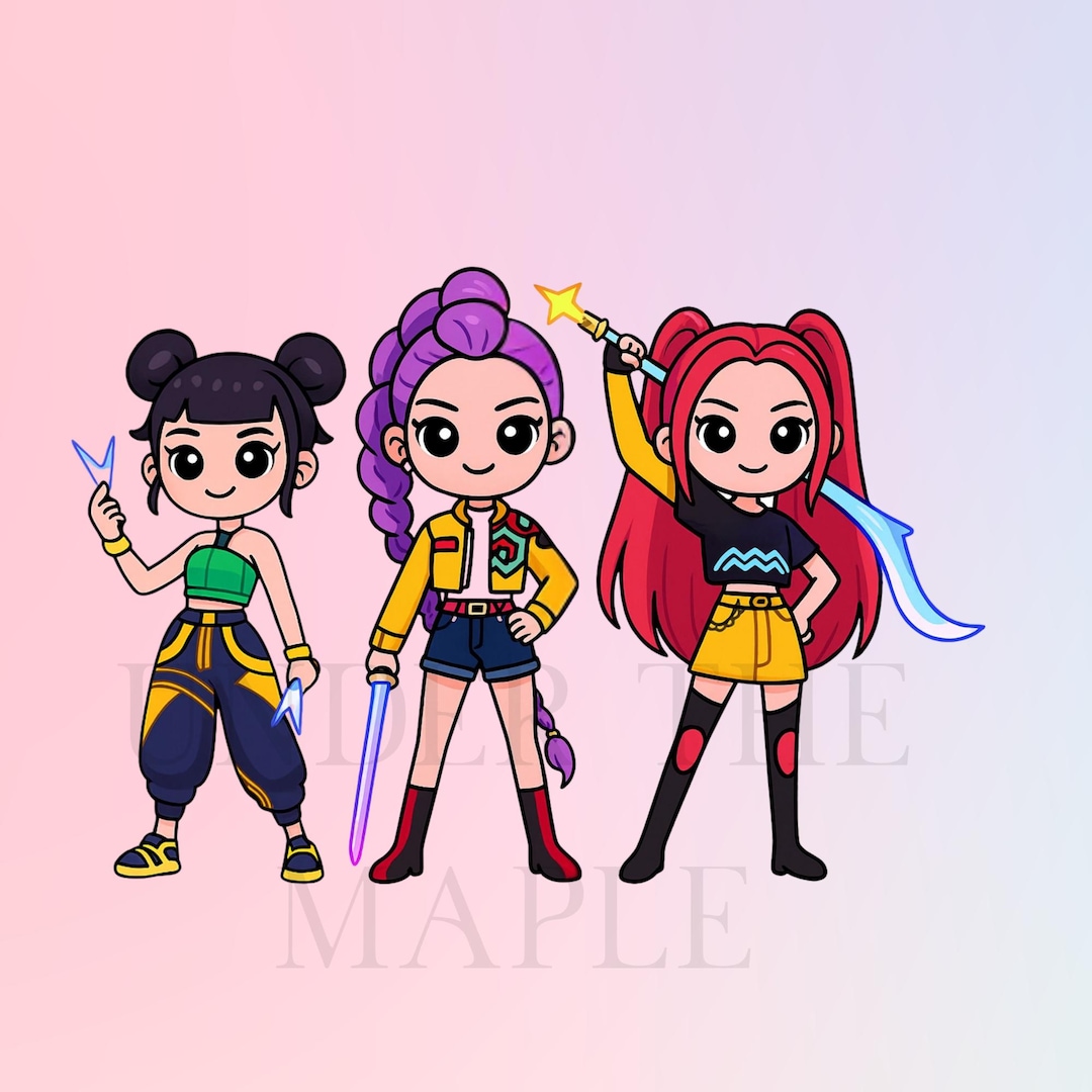 Kpop Demon Hunter Characters Png Jpeg Pdf Digital Download Anime