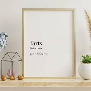 Farts Word Definition Poster Print Farts Wall Art Funny Gifts ...