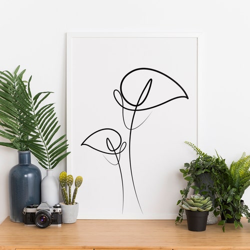 Calla Lily Flower One Line Drawing Wall Printable Art One - Etsy