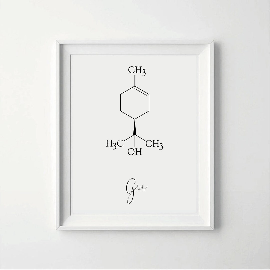 Gin Molecule Wall Art Gin Chemistry Gin Formula Molecular Poster Gin ...