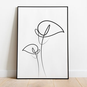 Calla Lily Flower One Line Drawing Wall Printable Art One - Etsy