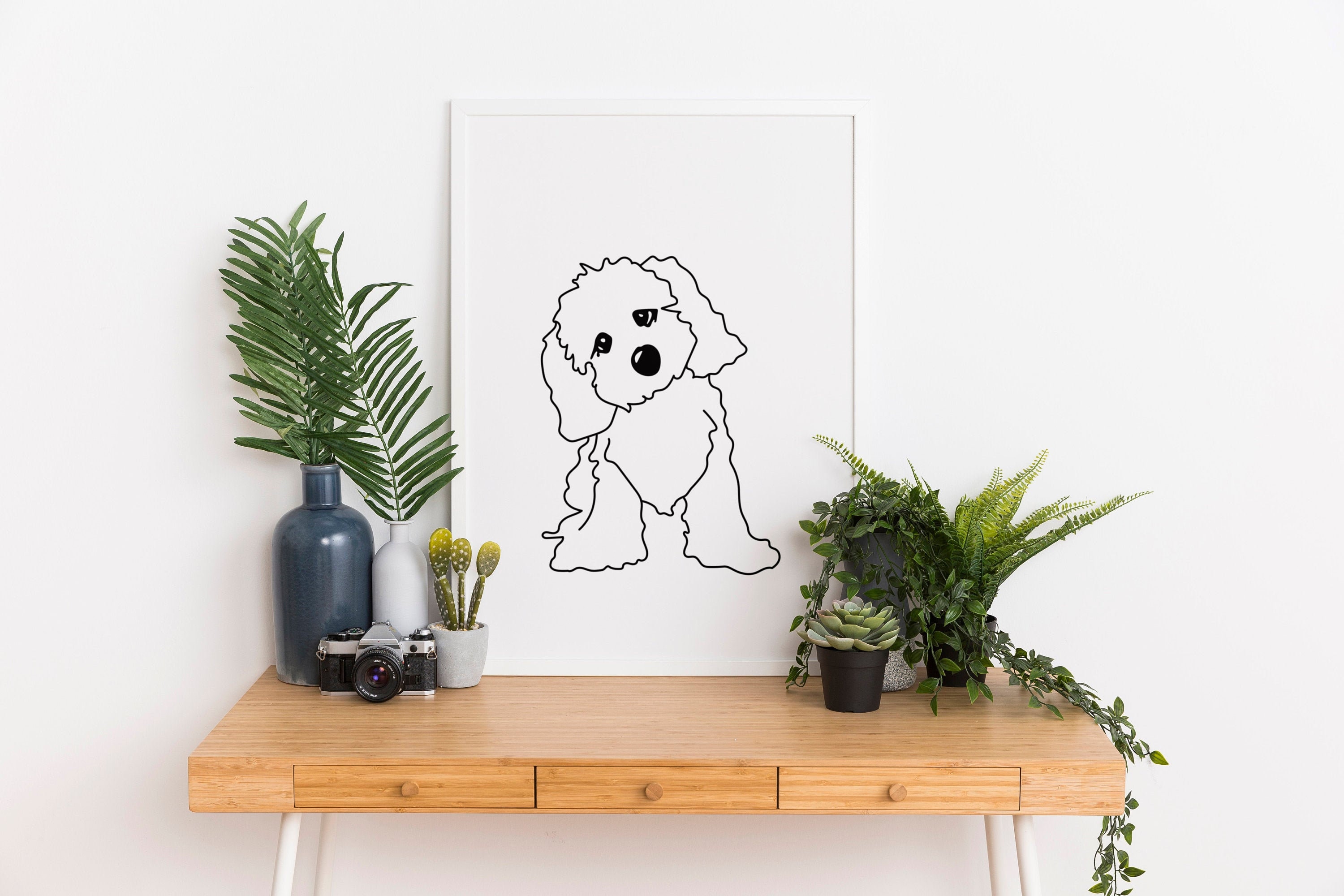 Cavoodle Dog line art drawing Dog Sketch From Photo Line | Etsy