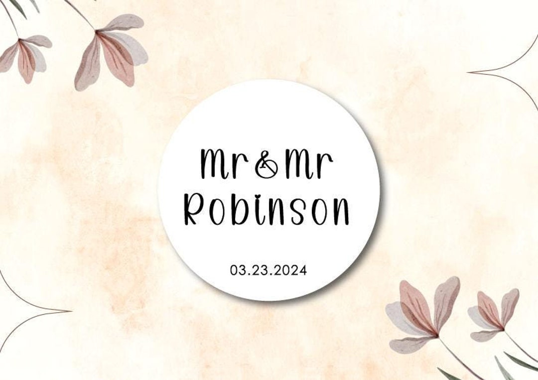 Personalized Mr & Mr Wedding Favor Stickers, LGBTQ+ Decor - Etsy