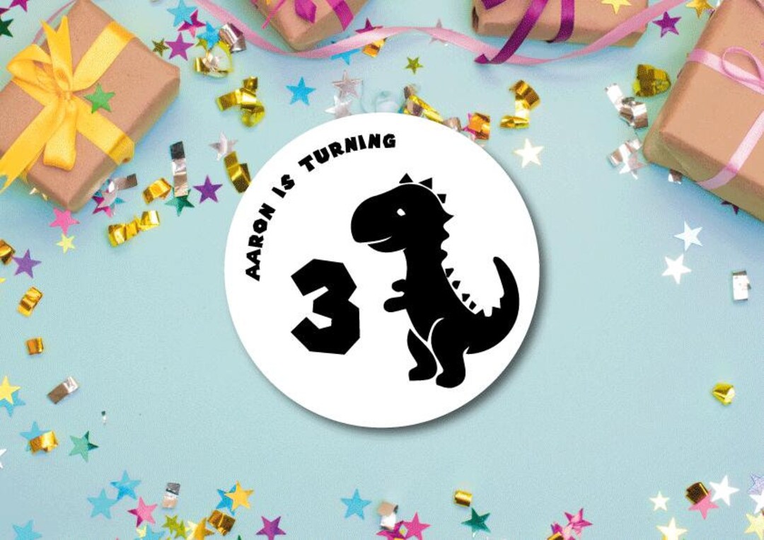 Personalized Dinosaur Birthday Sticker, Party Favor Label - Etsy