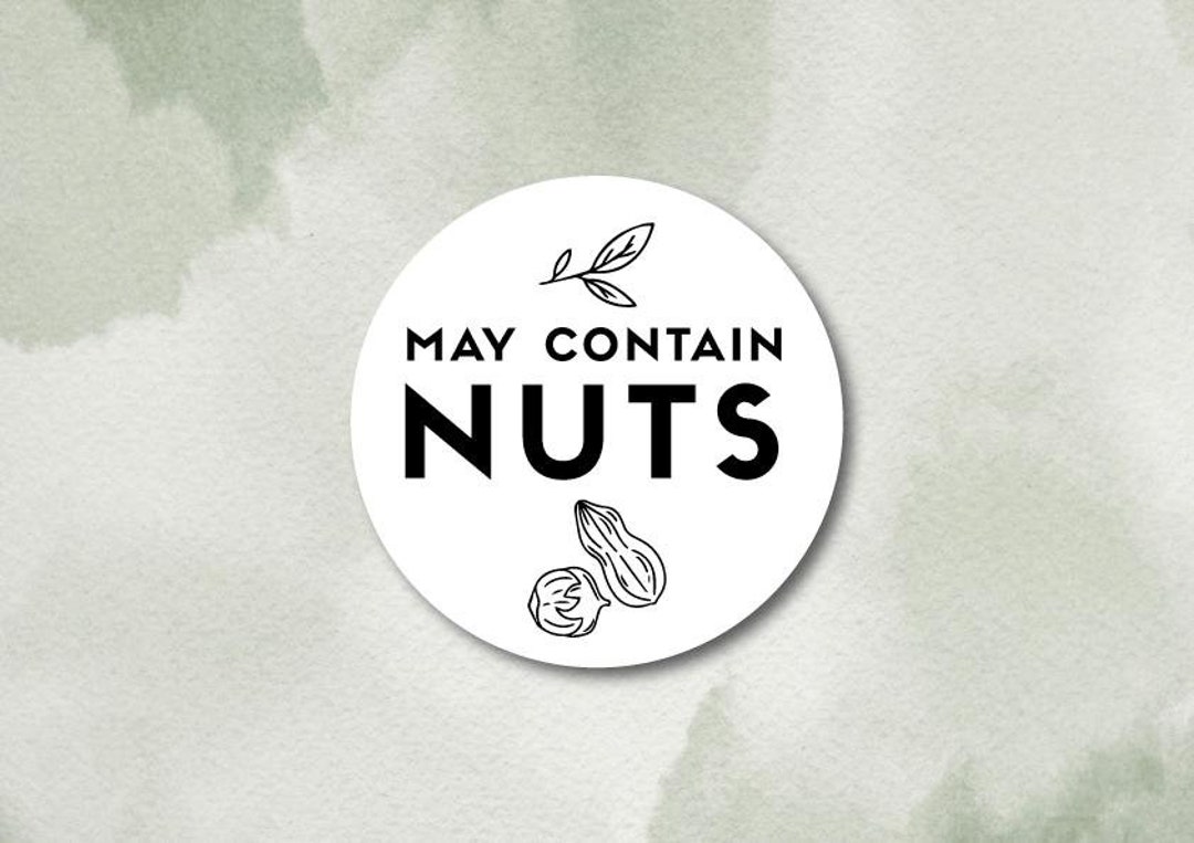 Contains Nuts Sticker, Nut Allergy Labels, Small Business Label ...