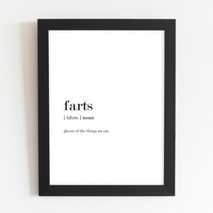 Farts Word Definition Poster Print Farts Wall Art Funny Gifts ...