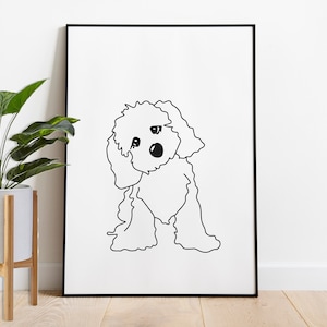 Cavoodle Dog line art drawing, Dog Sketch From Photo, Line Art, Dog ...