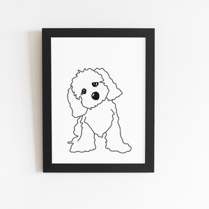 Cavoodle Dog Line Art Drawing, Dog Sketch From Photo, Line Art, Dog ...