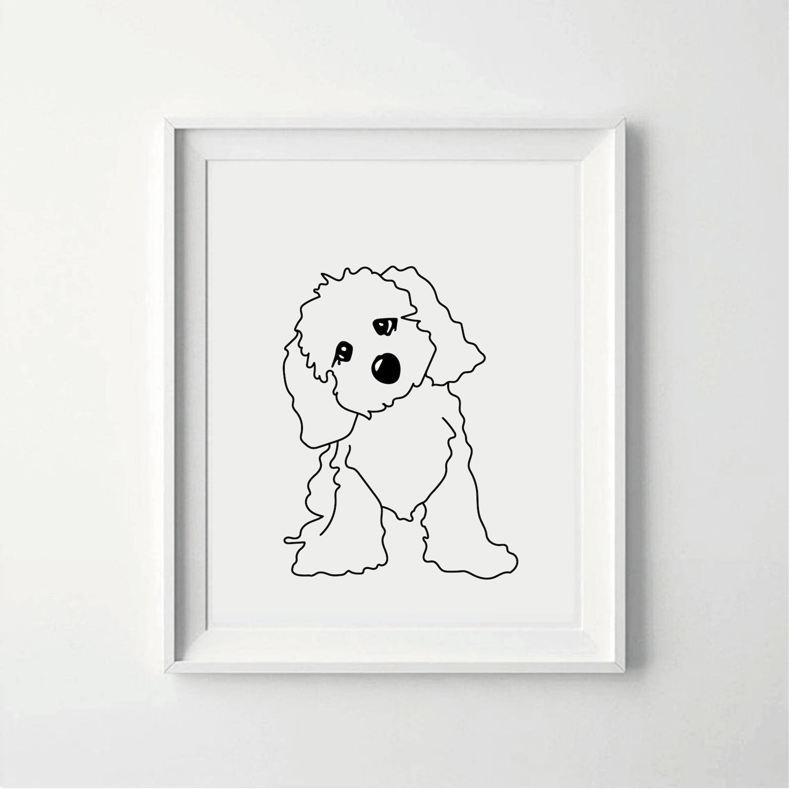 Cavoodle Dog Line Art Drawing Dog Sketch From Photo Line - Etsy Australia