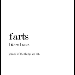 Farts Word Definition Poster Print Farts Wall Art Funny Gifts ...