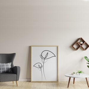 Calla Lily Flower One Line Drawing Wall Printable Art One - Etsy