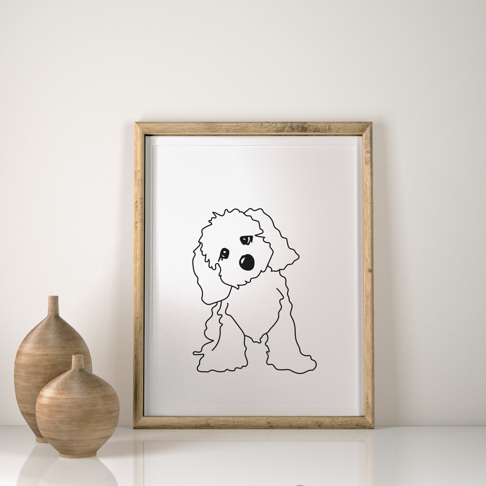 Cavoodle Dog Line Art Drawing Dog Sketch From Photo Line - Etsy