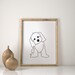 Cavoodle Dog Line Art Drawing, Dog Sketch From Photo, Line Art, Dog ...
