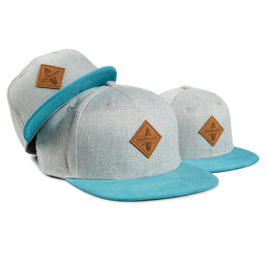 Family Caps Set of 3 Grey Petrol | Gifts for Fathers and Children ...