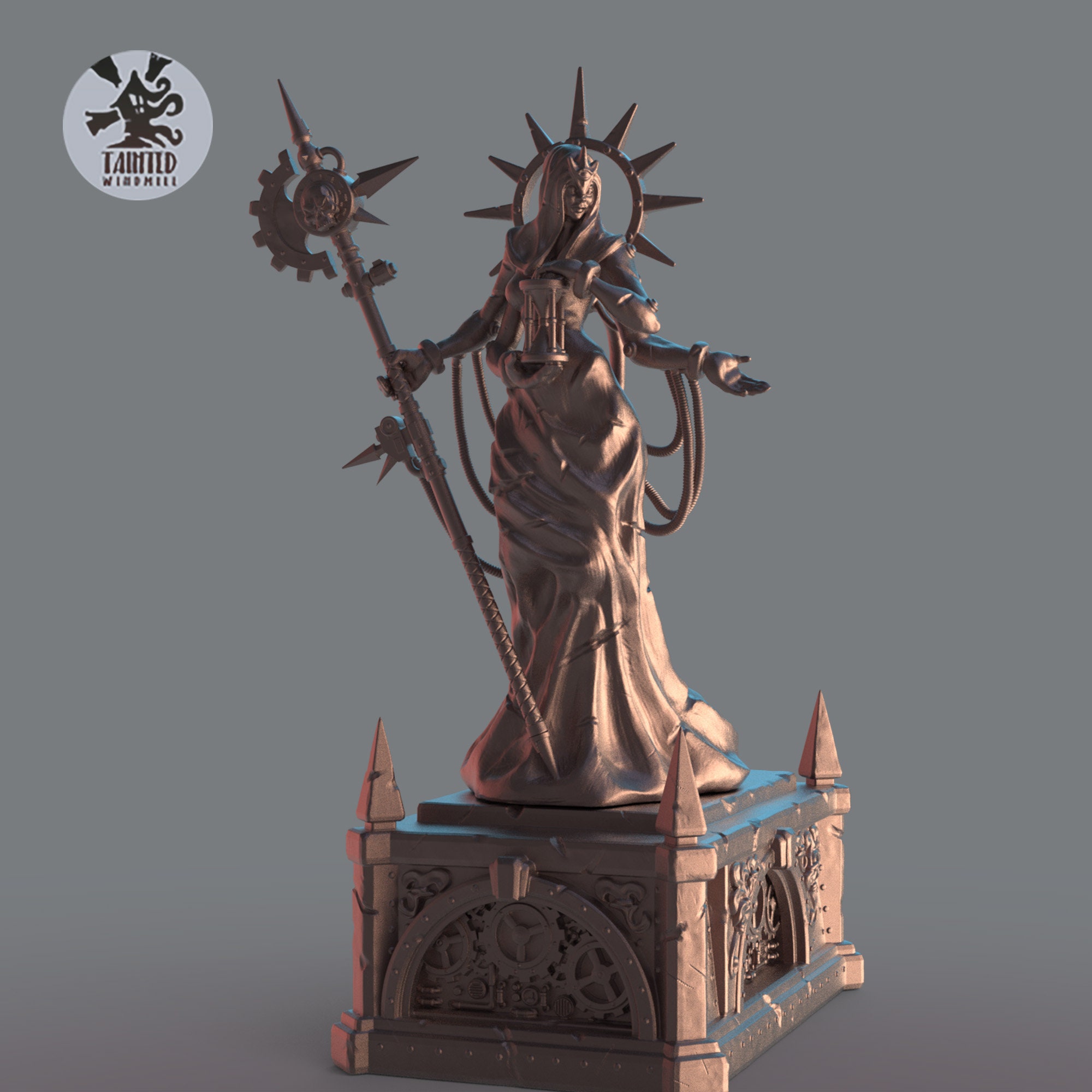 Steam & Steel Omnissiah Priest Statue Industrial Tank Platforms Pipes ...