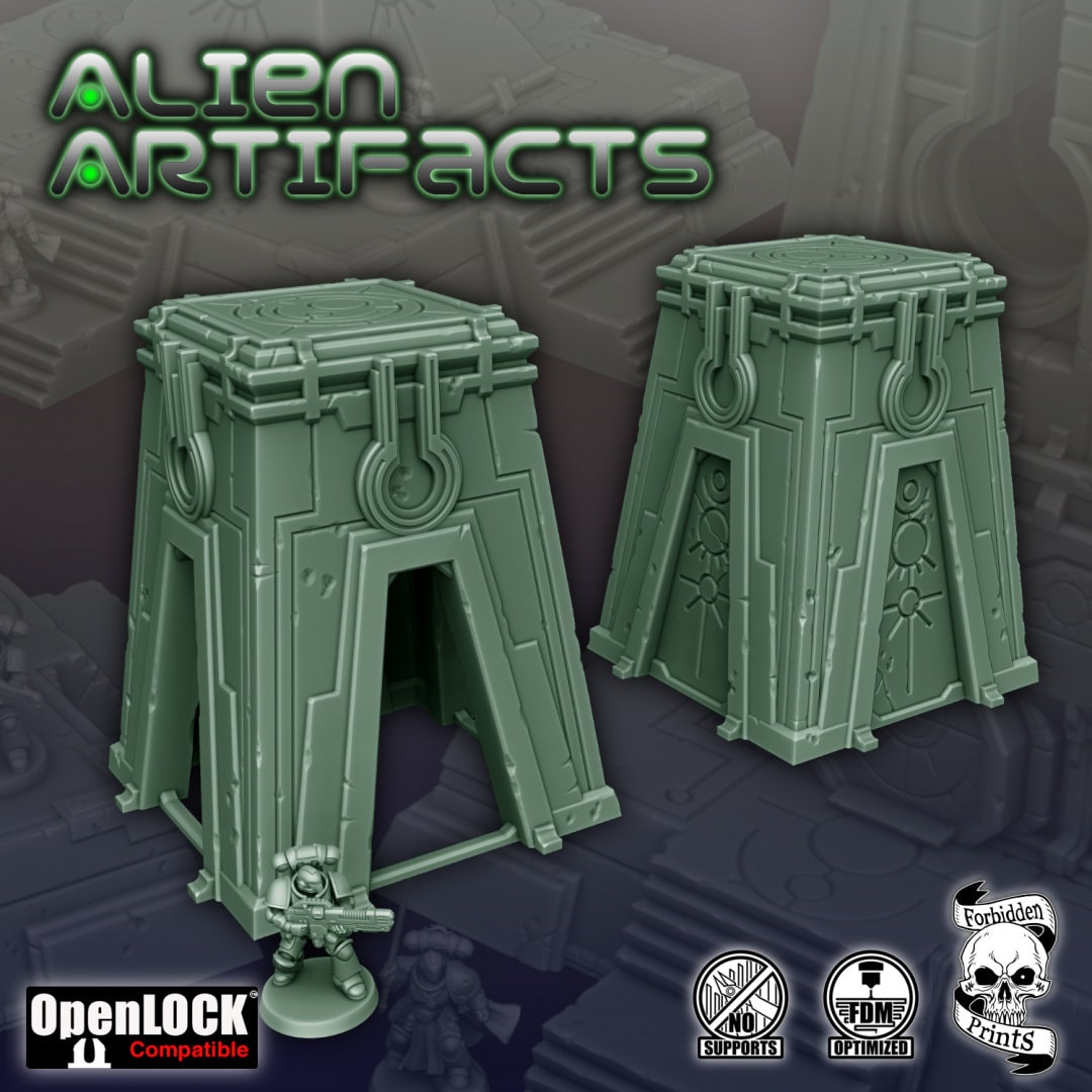 Necro Space Robots Alien Pyramid Core Terrain Set 28mm Terrain Scenery ...