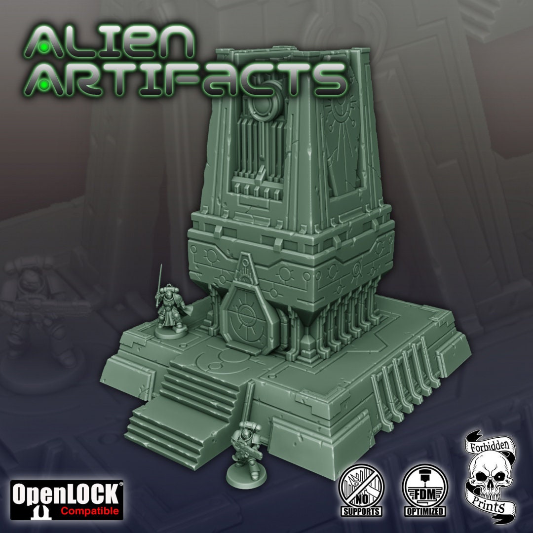 Necro Space Robots Alien Pyramid Core Terrain Set 28mm Terrain Scenery ...