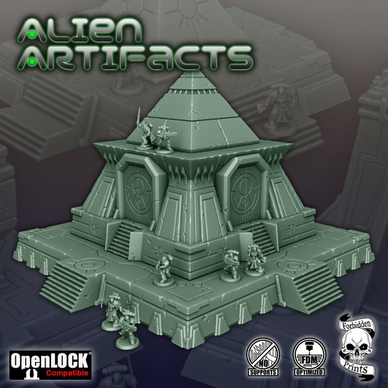 Necro Space Robots Alien Pyramid Core Terrain Set 28mm Terrain Scenery ...