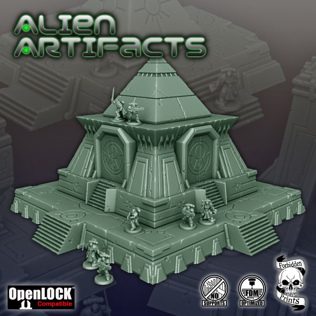 Necro Space Robots Alien Pyramid Core Terrain Set | 32mm Terrain ...