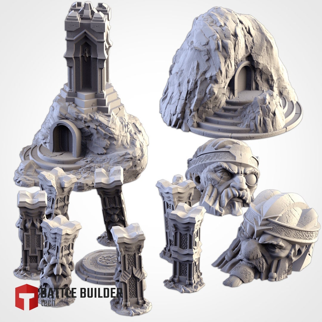 Lord of the Rings Scenery Dwarf Village Statues Ruins Moria Pillars ...