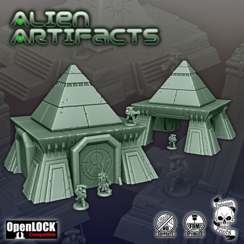 Necro Space Robots Alien Pyramid Core Terrain Set 28mm Terrain Scenery ...