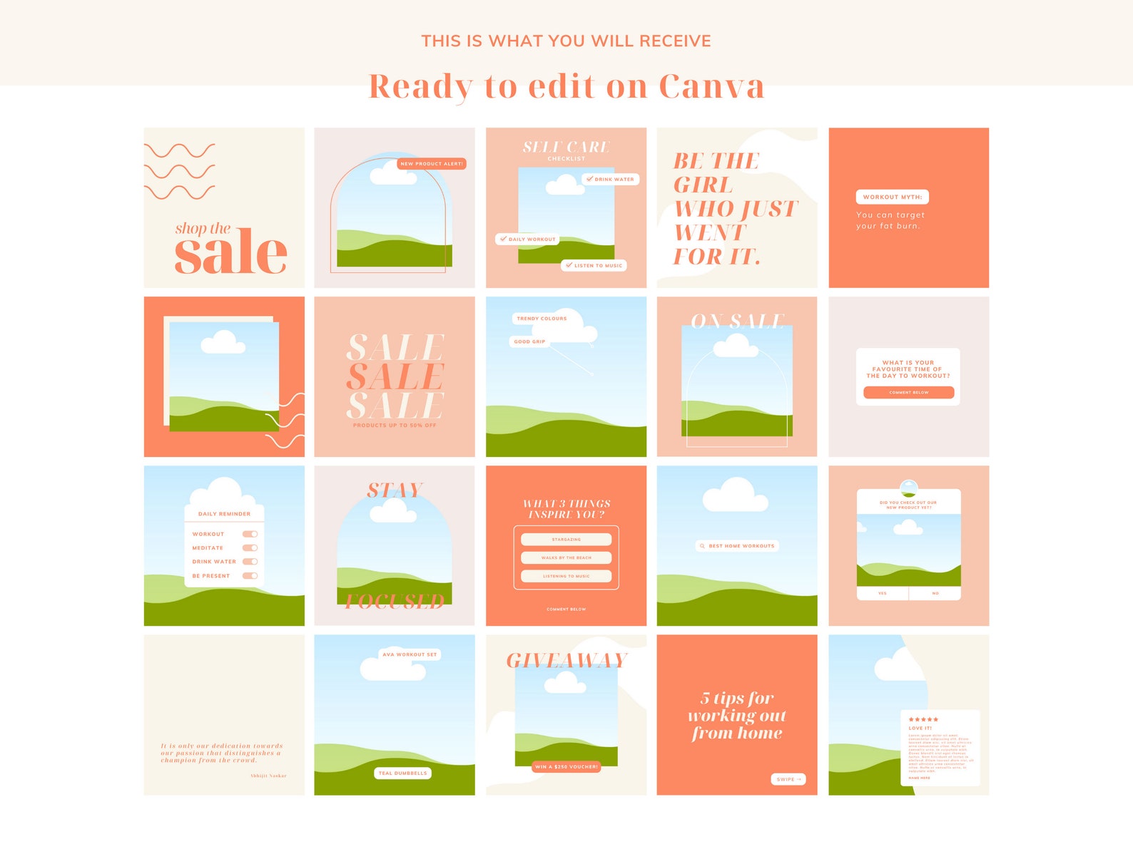 Saffron Instagram Post Templates (editable in Canva) - Etsy