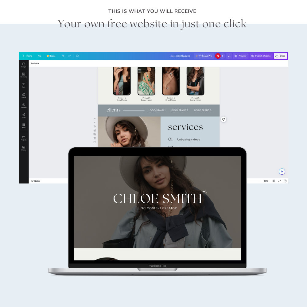 Aesthetic UGC Portfolio Website Editable in Canva Social - Etsy