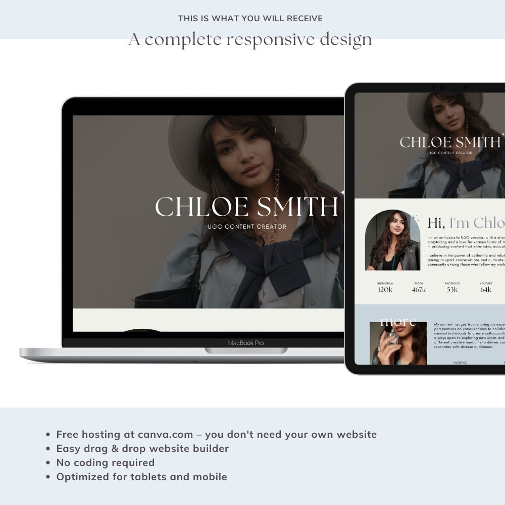 Aesthetic UGC Portfolio Website Editable in Canva Social - Etsy