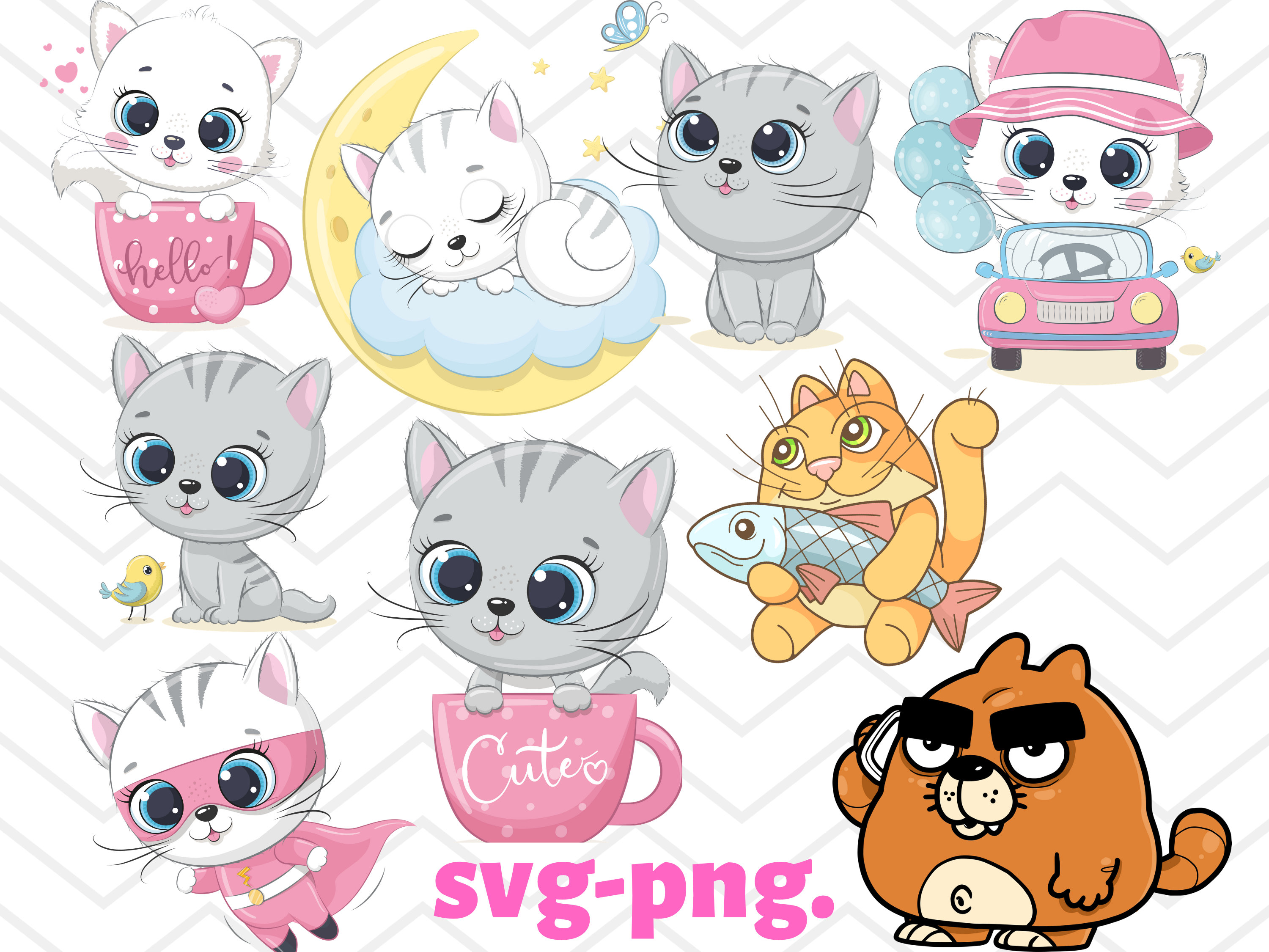 Kitten SVG Cute Cat PNG Cat Clipart Cat Images | Etsy