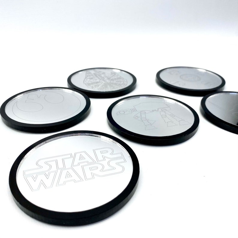 Star Wars Mirror Coasters - 6 Pack - Etsy