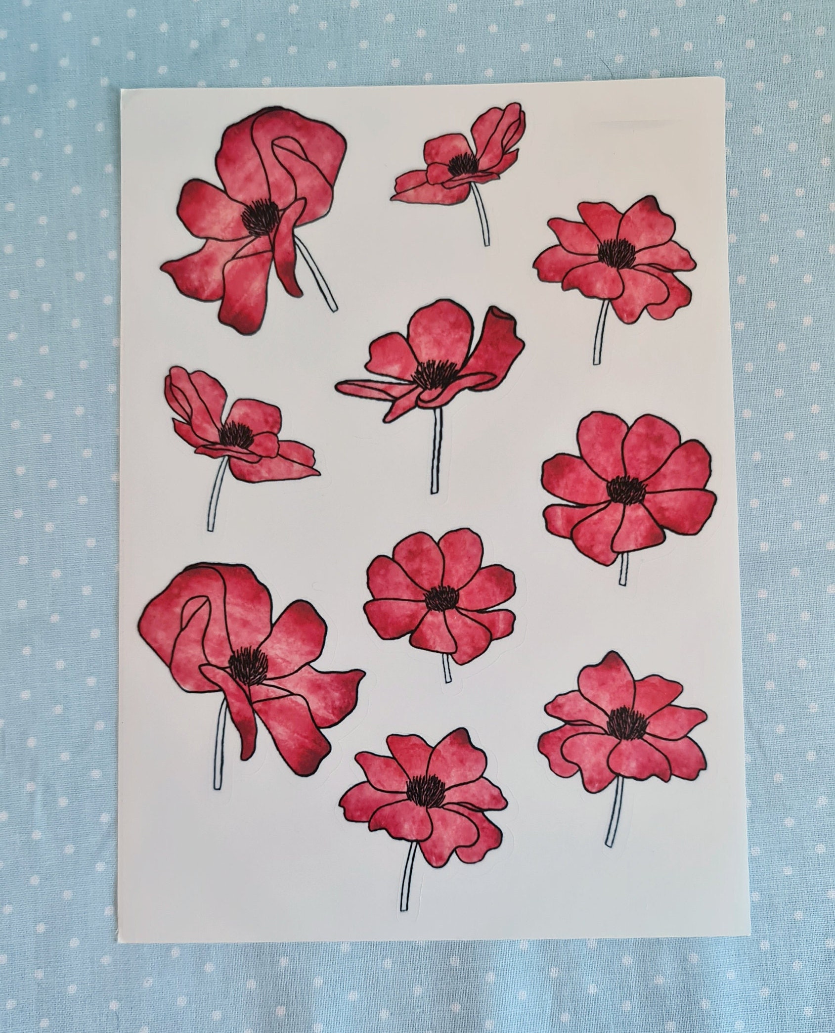 Poppies stickers red Red poppy poppies flower stickers red | Etsy