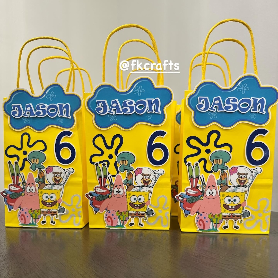 Spongebob Squarepants Goody Bags Customized Come in Set of 12 - Etsy