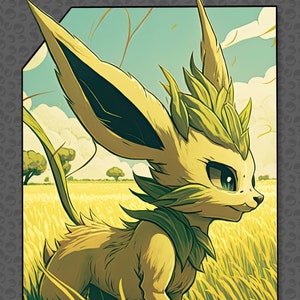 The Evolution of Grass, Leafeon Poster Art Print Anime Art Illustration ...