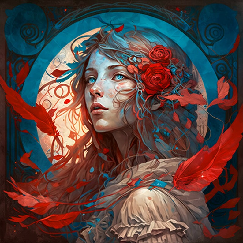 Lady of the Red Rose Poster Art Print Comic Art Illustration - Etsy