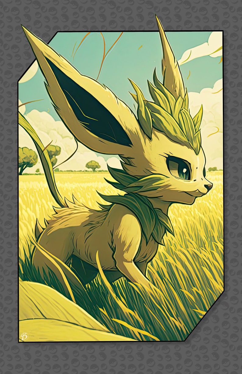 The Evolution of Grass, Leafeon Poster Art Print Anime Art Illustration ...