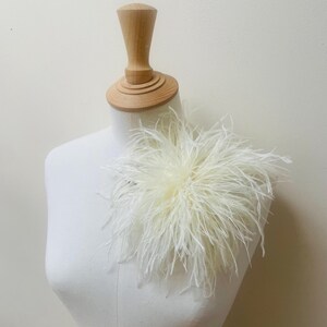 Cream Ostrich Feather Brooch, Natural Ivory Flower Pin Corsage, Large ...