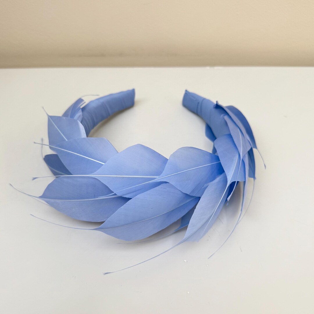 Blue Feather Padded Headband Fascinator, Cornflower Periwinkle Blue ...