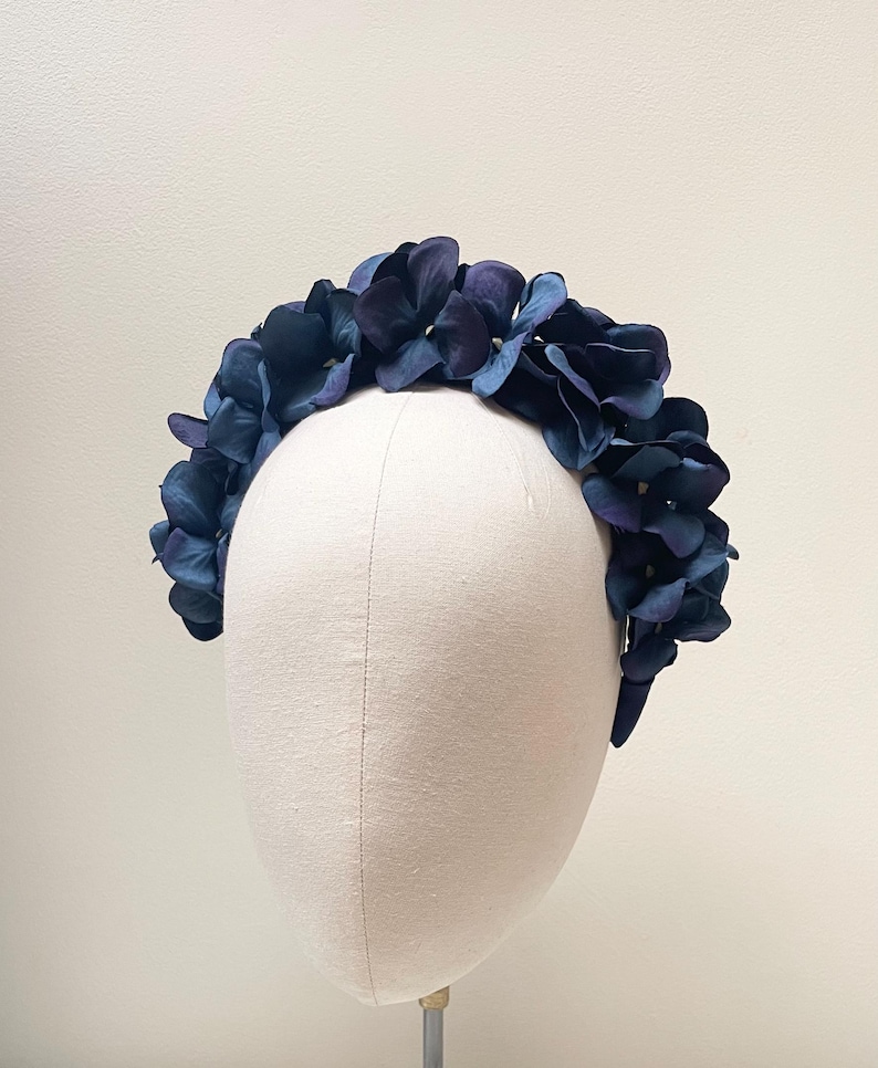 Blue Hydrangea Fascinator Headband. Ombré Denim Dusky Petrol Ink Blue ...