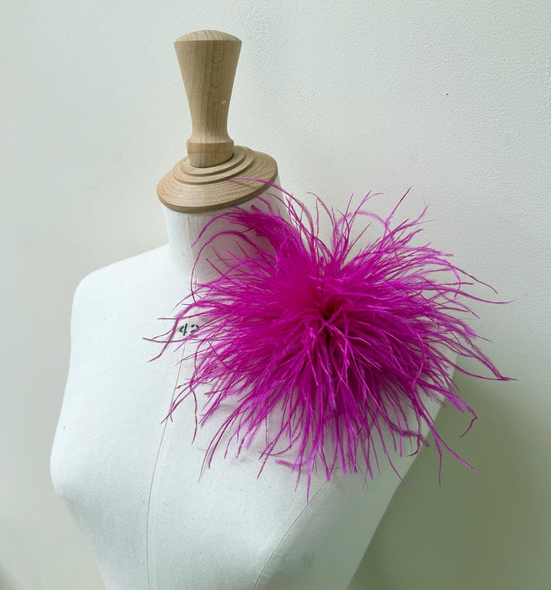 Fushia Ostrich Feather Brooch, Large Magenta Hot Pink Flower Clip Pin ...